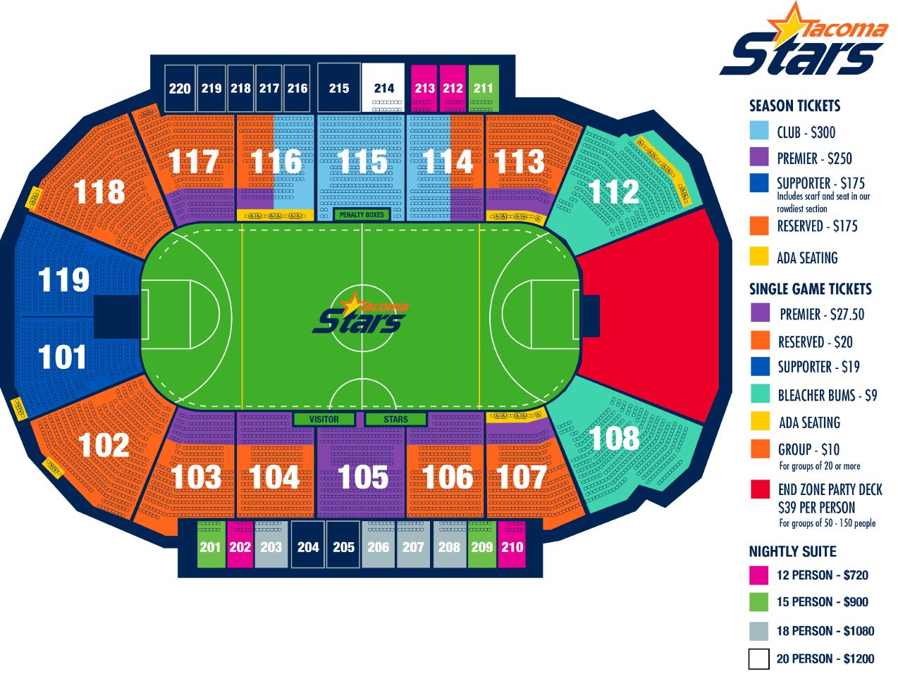 Seating Map - Tacoma Stars